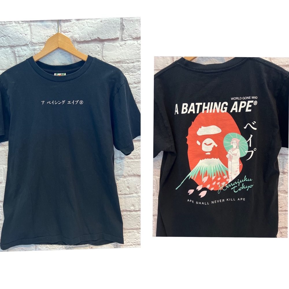 A Bathing Ape Bape Authentic Japan Culture Black Tshi… - Gem